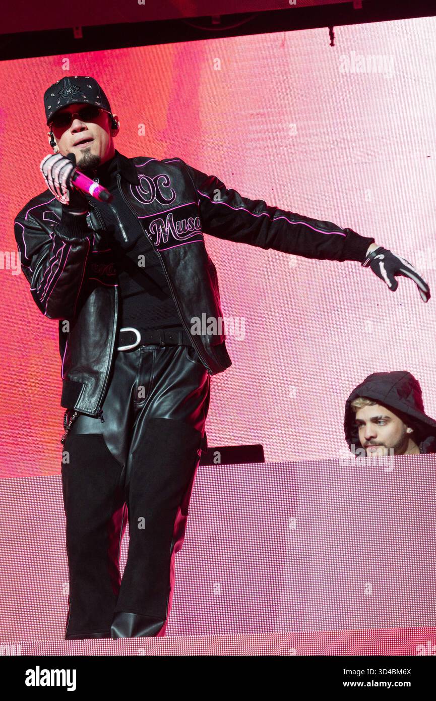Omar Courtz performs during a concert at the Movistar Arena in Madrid ...