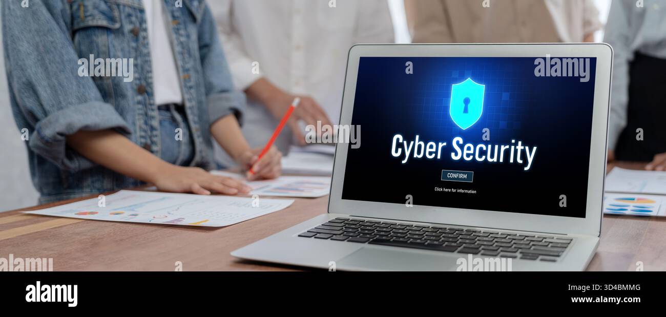 Cyber security system on computer screen protect private information ...