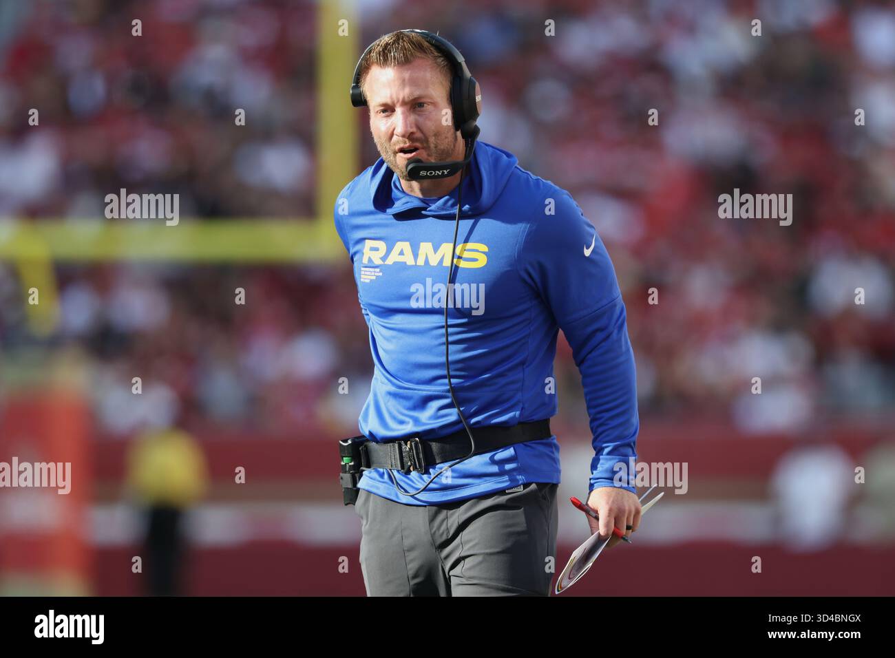 Los Angeles Rams head coach Sean McVay reacts from the sideline during ...