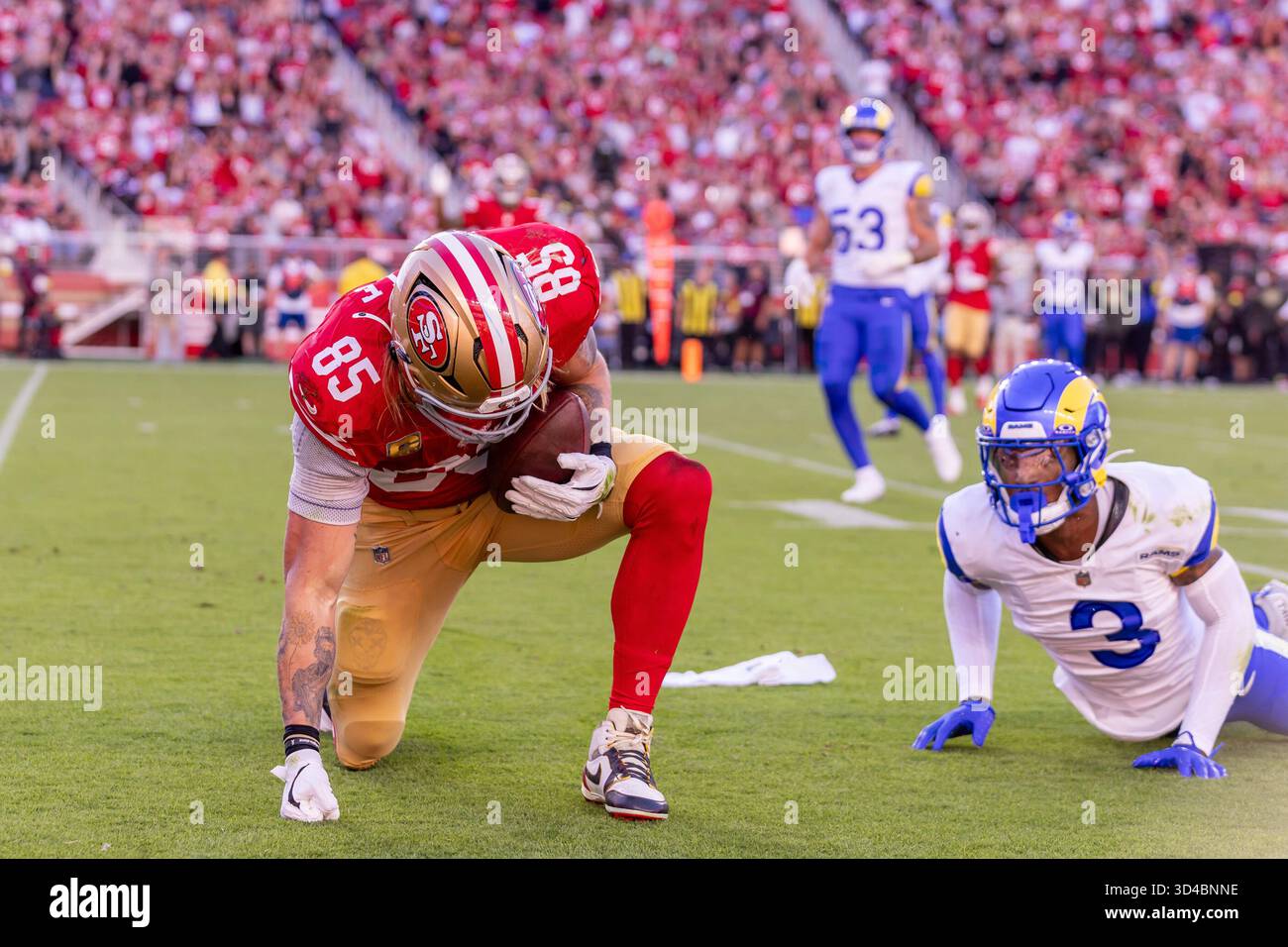 San Francisco 49ers tight end George Kittle (85) catches a pass against ...