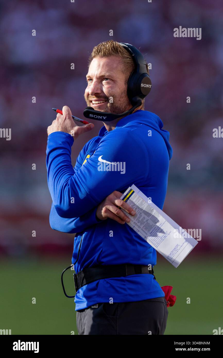 Los Angeles Rams head coach Sean McVay coaches against the San ...