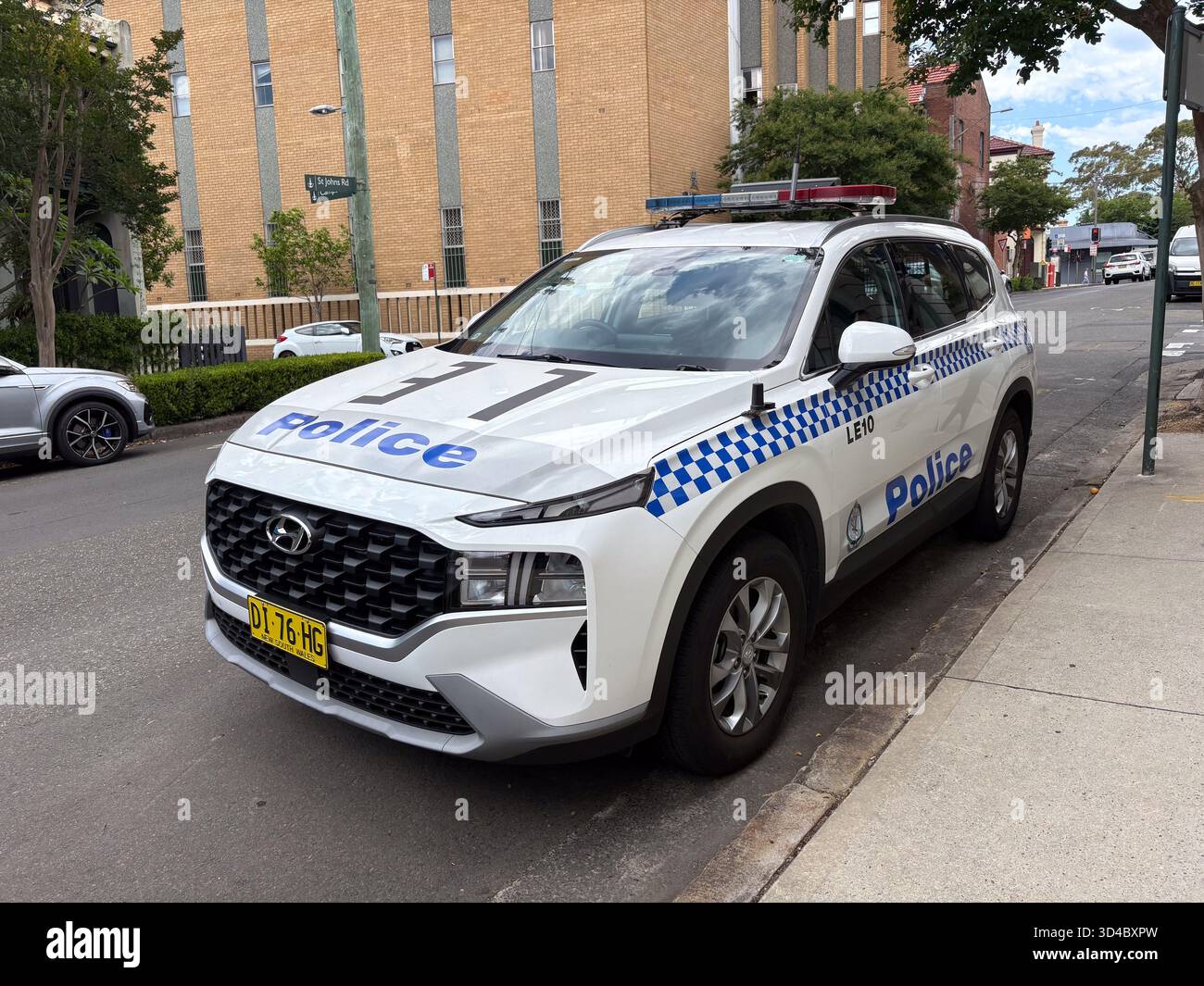 Australian police car, a white Hyundai Santa Fe SUV with emergency ...