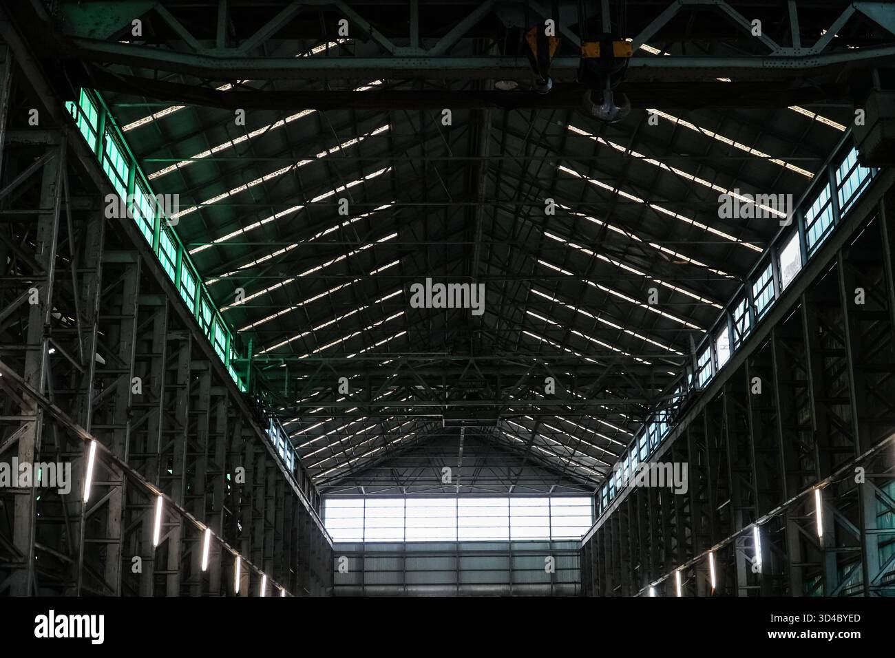 Industrial shed roof interior on Cockatoo Island, Sydney, Australia ...
