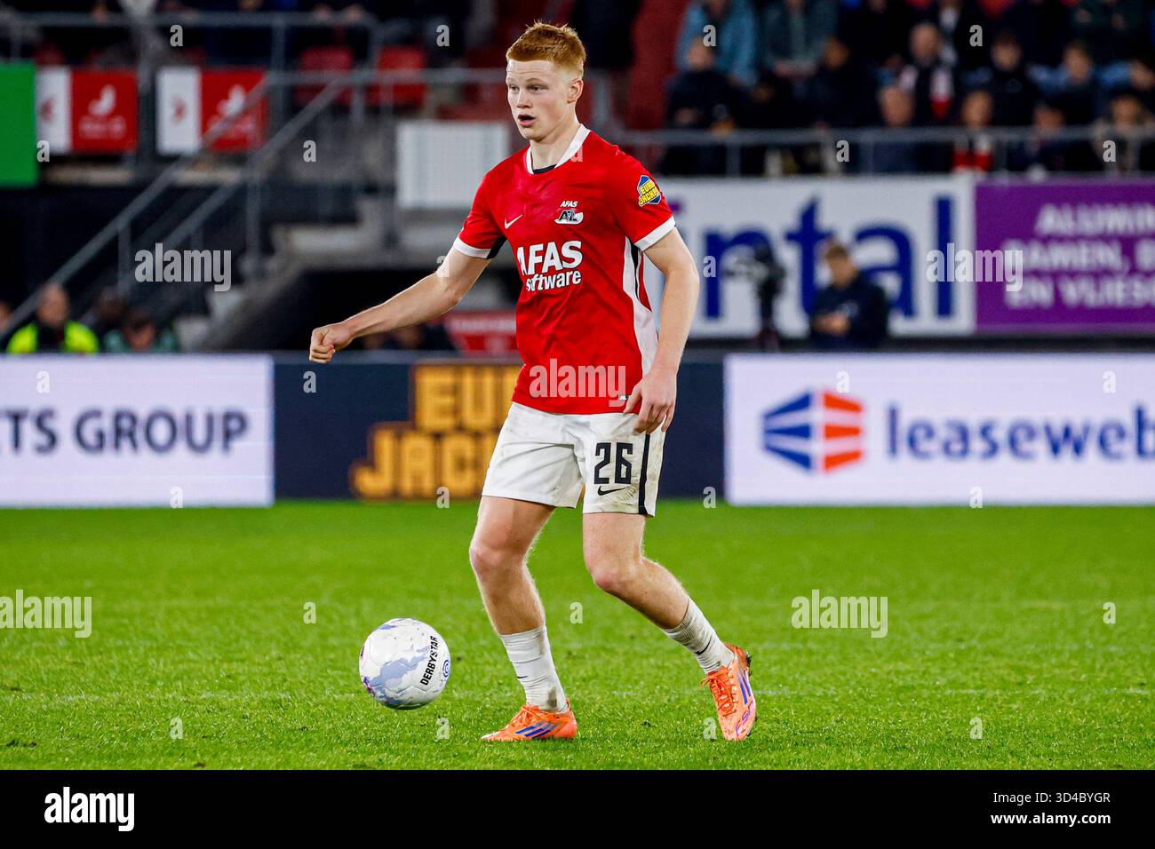 Kees Smit of AZ Alkmaar dribbles with the ball during the Dutch ...