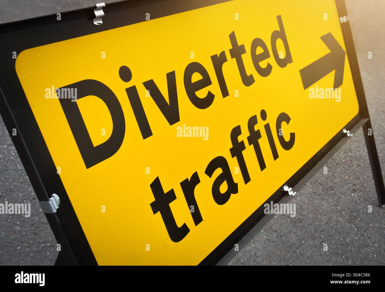 Road closed - Diverted traffic highway road sign in the event of a ...