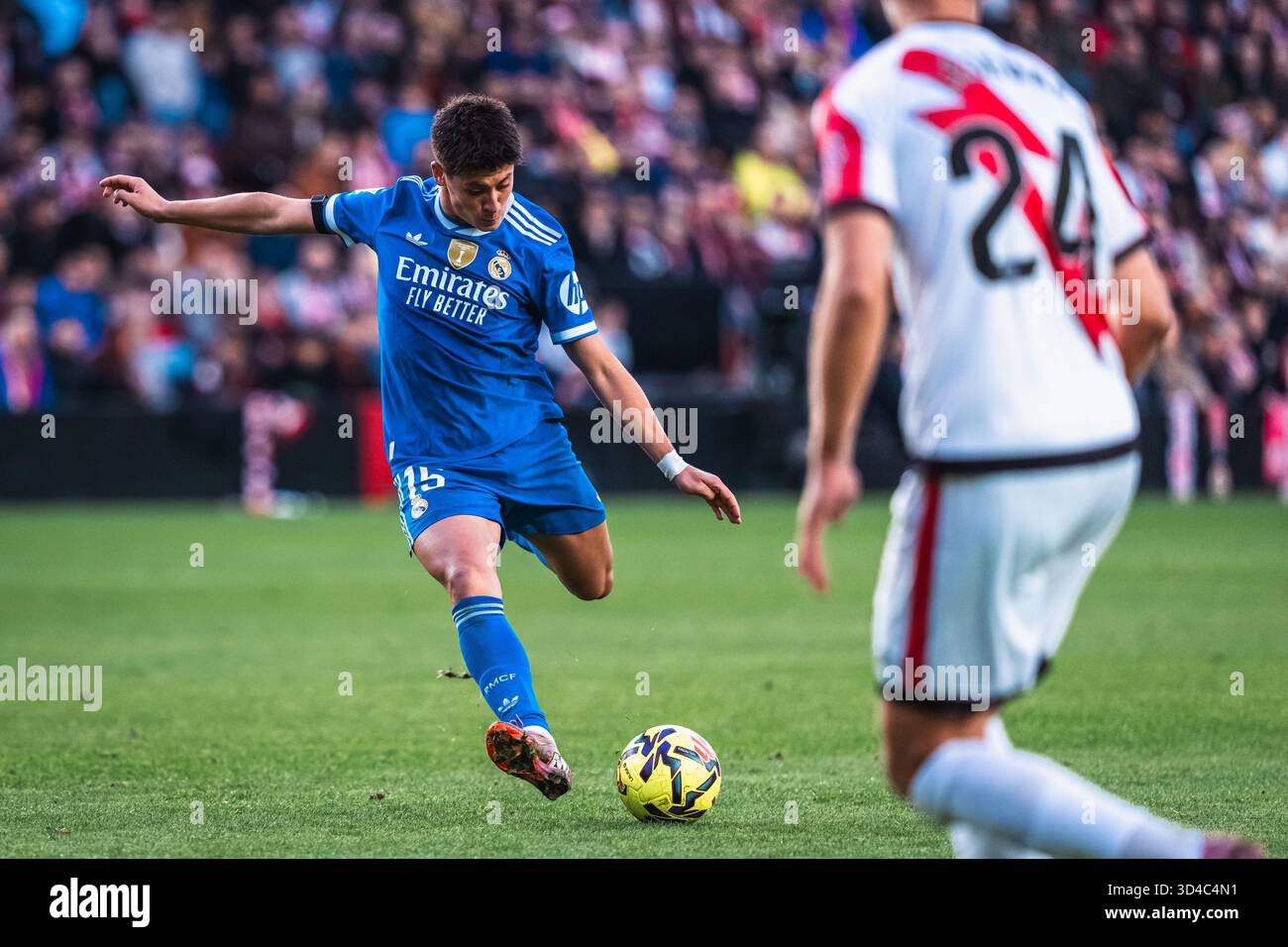 Arda Guler of Real Madrid shooting the ball during the Spanish ...