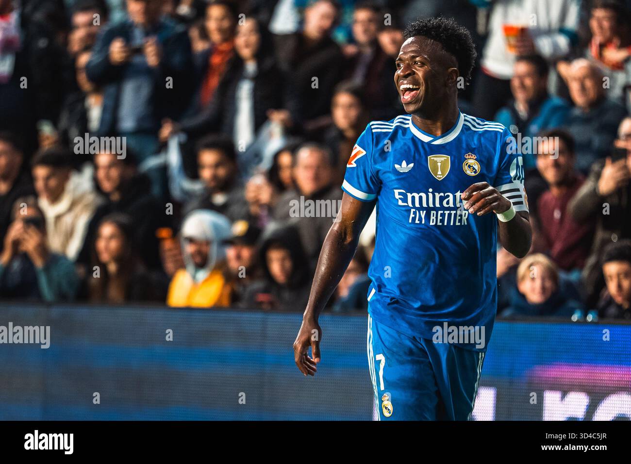 Vinicius Junior of Real Madrid smiling during the Spanish championship ...