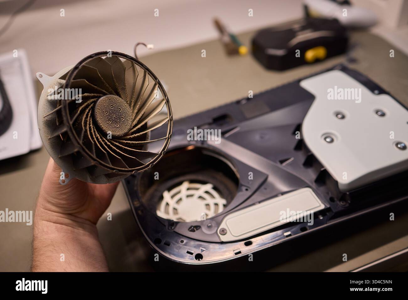 A detailed closeup view of a sophisticated mechanical component ...