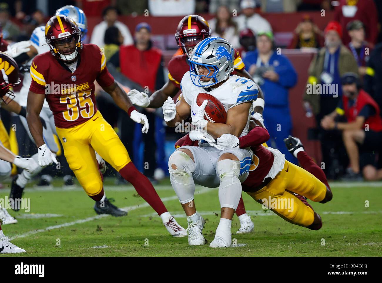 Nov 9, 2025: Detroit Lions RB/KR #33 Sione Vaki is caught from behind ...
