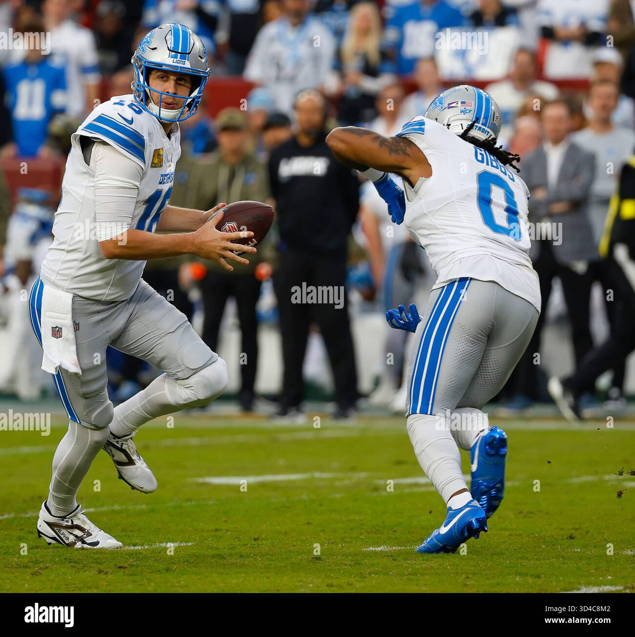 Nov 9, 2025: Detroit Lions QB #16 Jared Goff fakes a hand off during ...