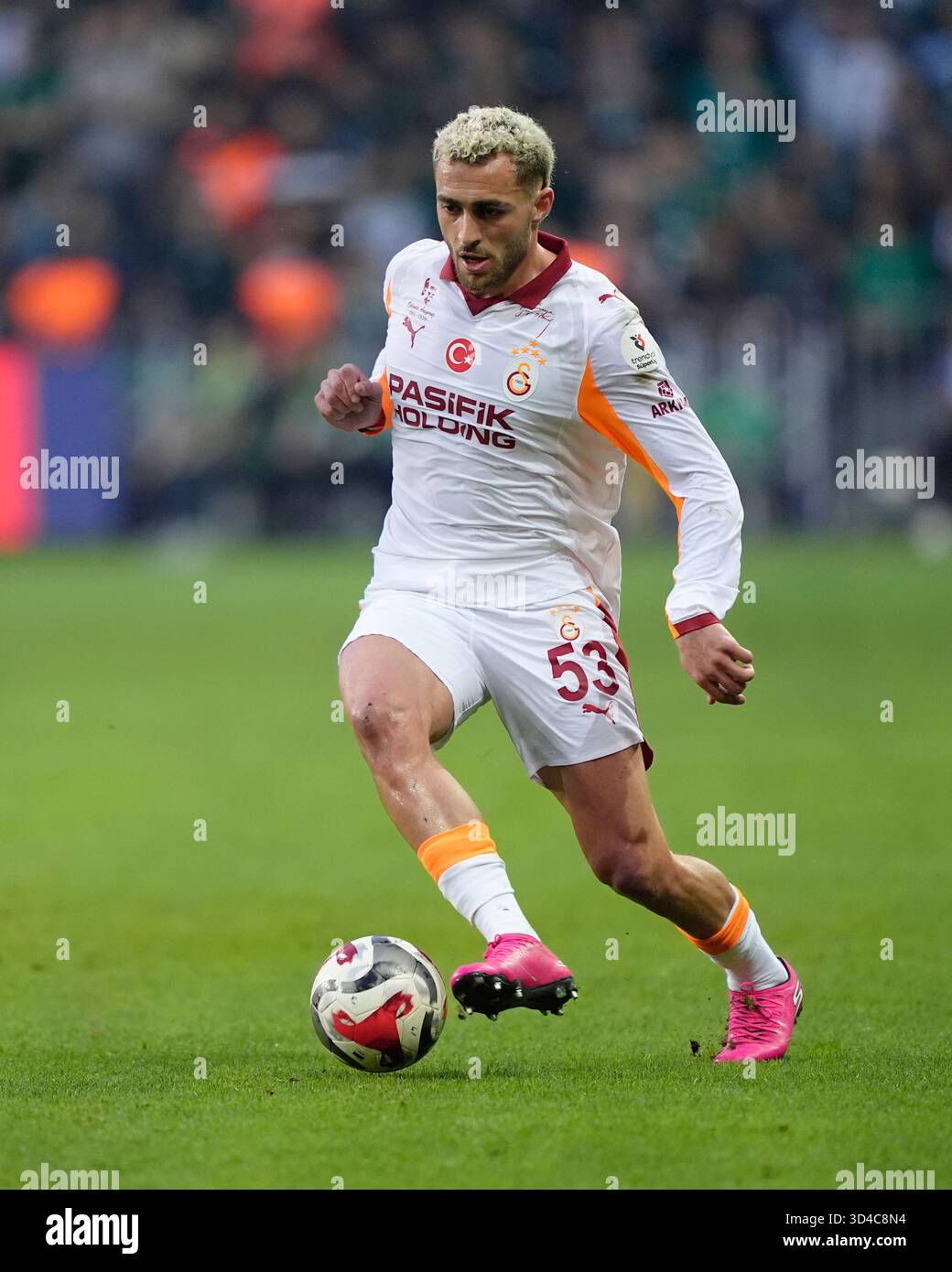 Baris Alper Yilmaz of Galatasaray SK is seen in action during the ...