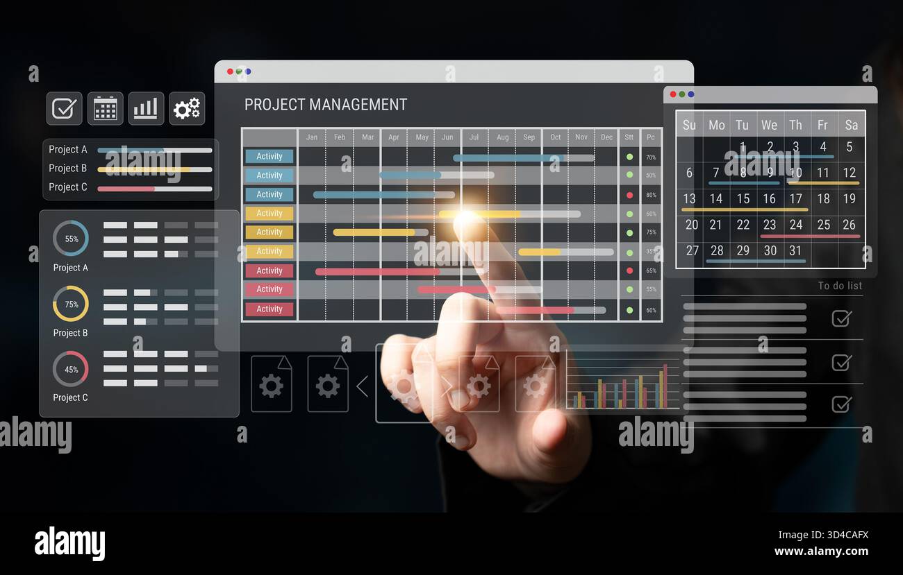 Smart project management dashboard visualizes timelines, monitors ...