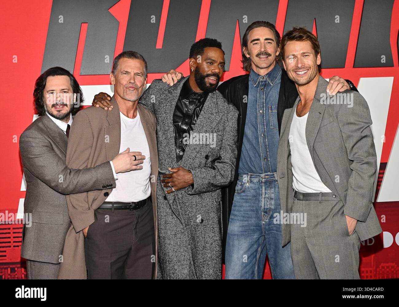 Edgar Wright, left, Josh Brolin Colman Domingo, Lee Pace and Glen Powell attend the premiere of ...