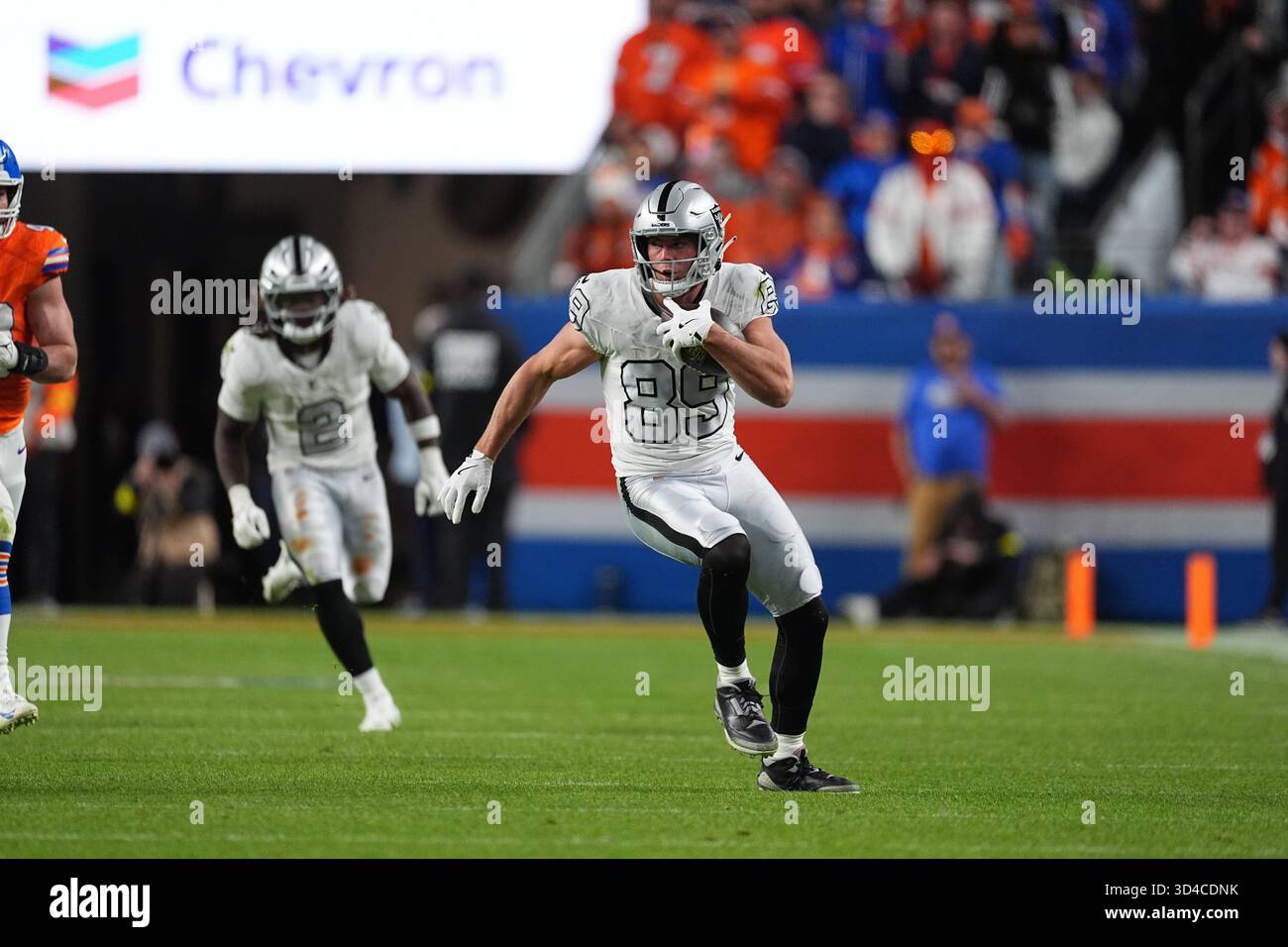 Las Vegas Raiders tight end Brock Bowers (89) runs after catching a ...