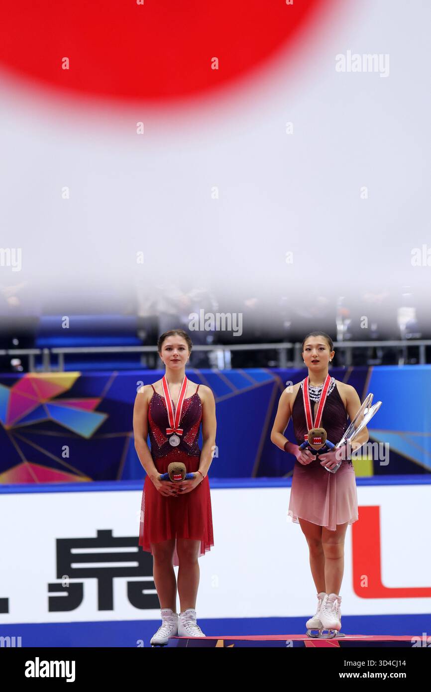 (L-R) Sofia Samodelkina (KAZ), Kaori Sakamoto (JPN), NOVEMBER 8, 2025 - Figure Skating : ISU ...