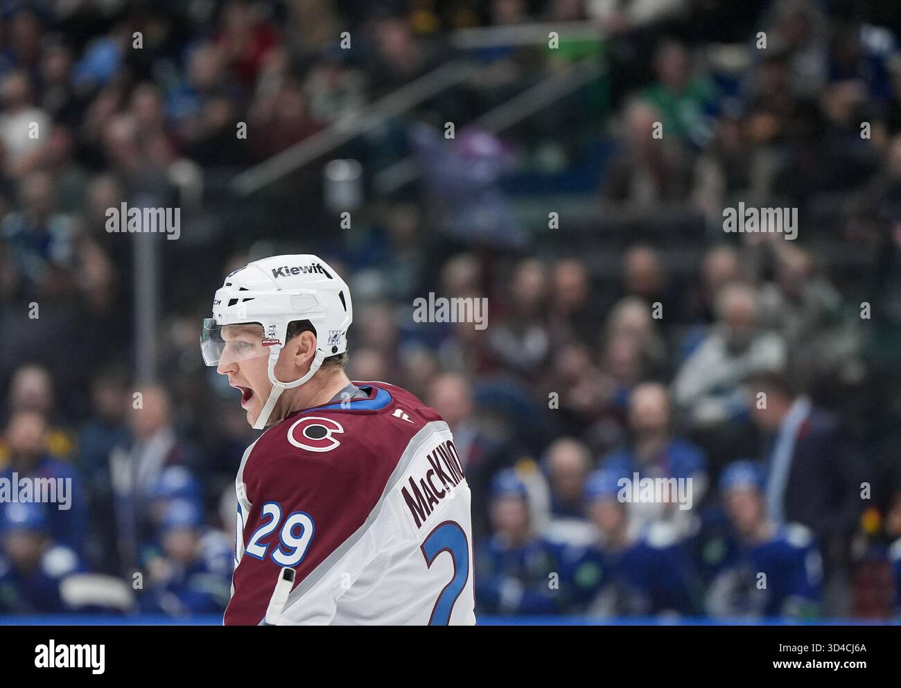 Colorado Avalanche's Nathan MacKinnon celebrates his second goal ...