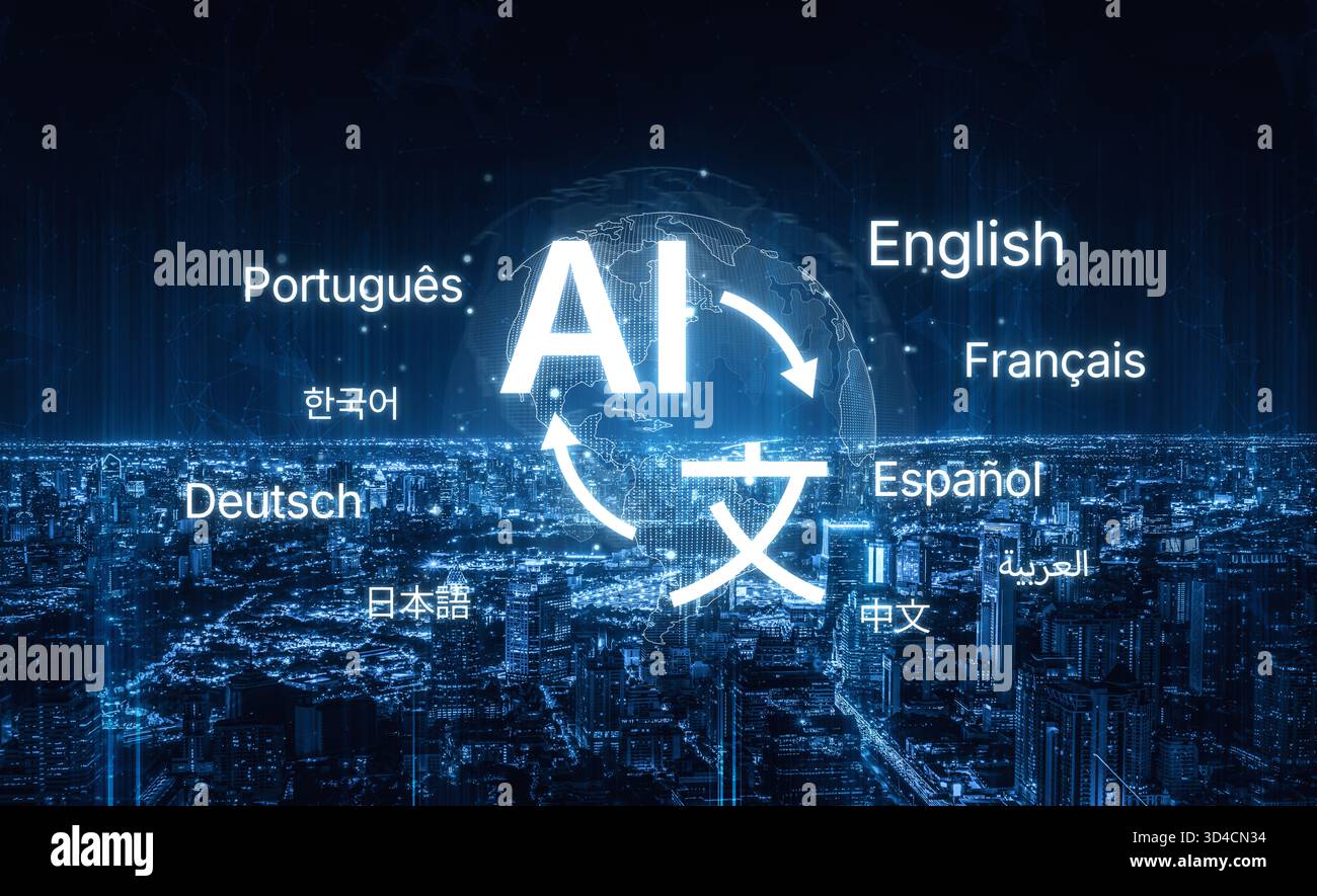 Global communication with multiple languages, digital translation tools ...