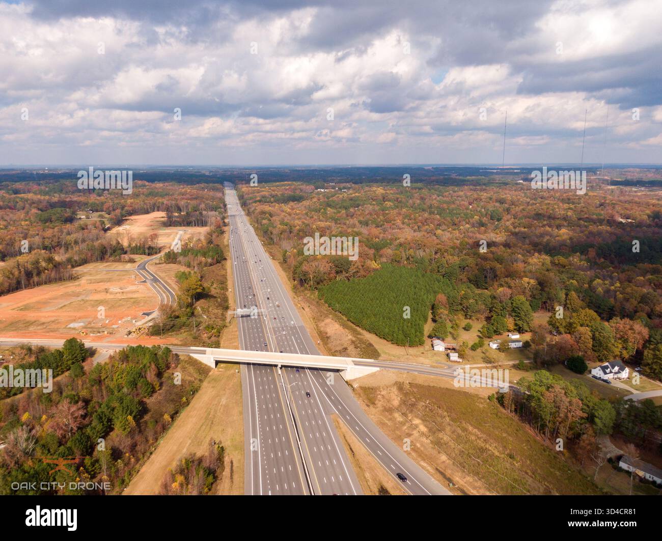 Aerial Drone View of Modern Interstate 40 Turbine Interchange ...
