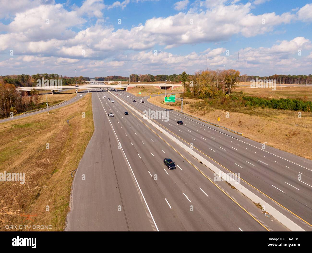 Aerial Drone View of Modern Interstate 40 Turbine Interchange ...