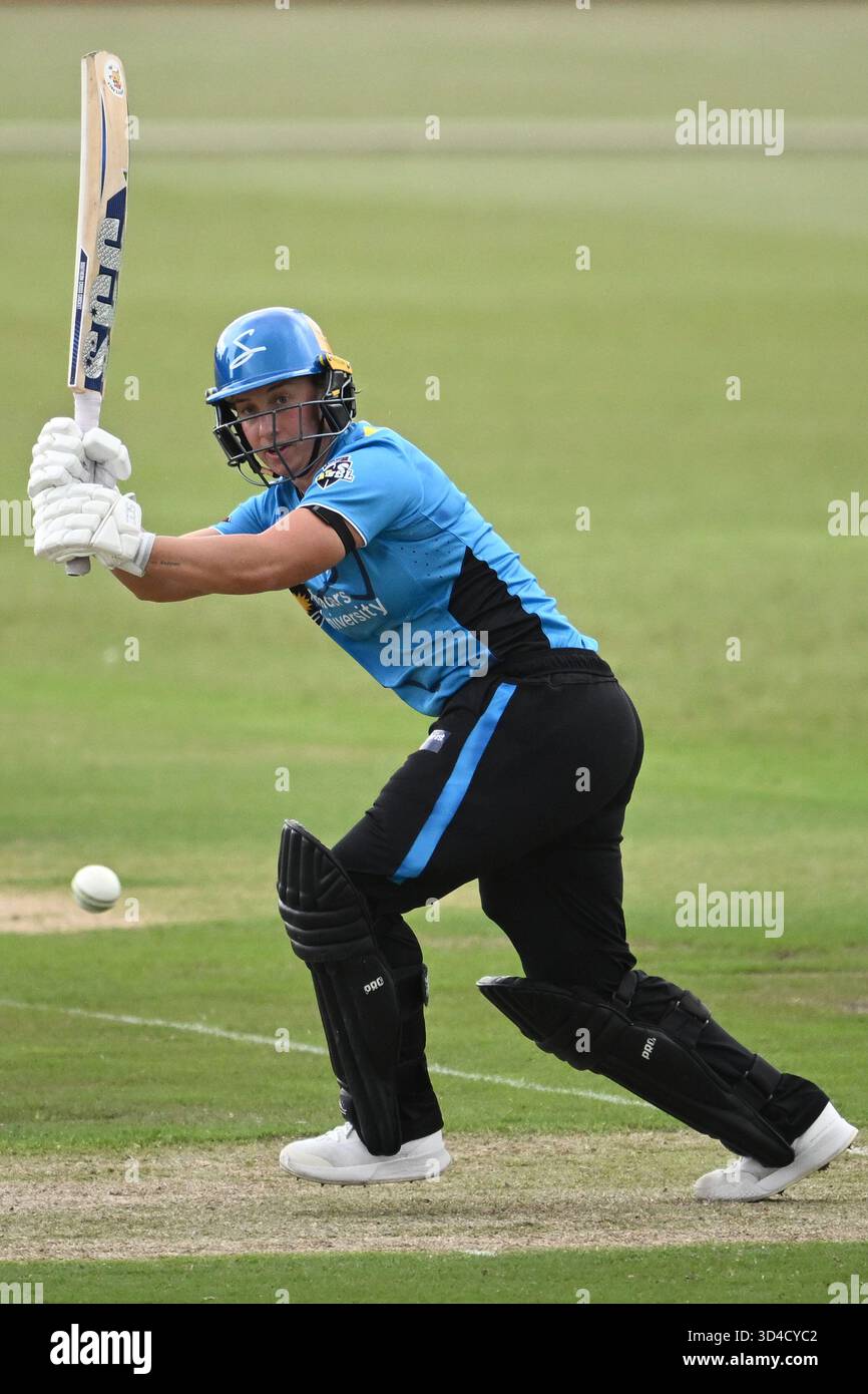Maddie Penna of the Strikers bats during the WBBL match between the ...