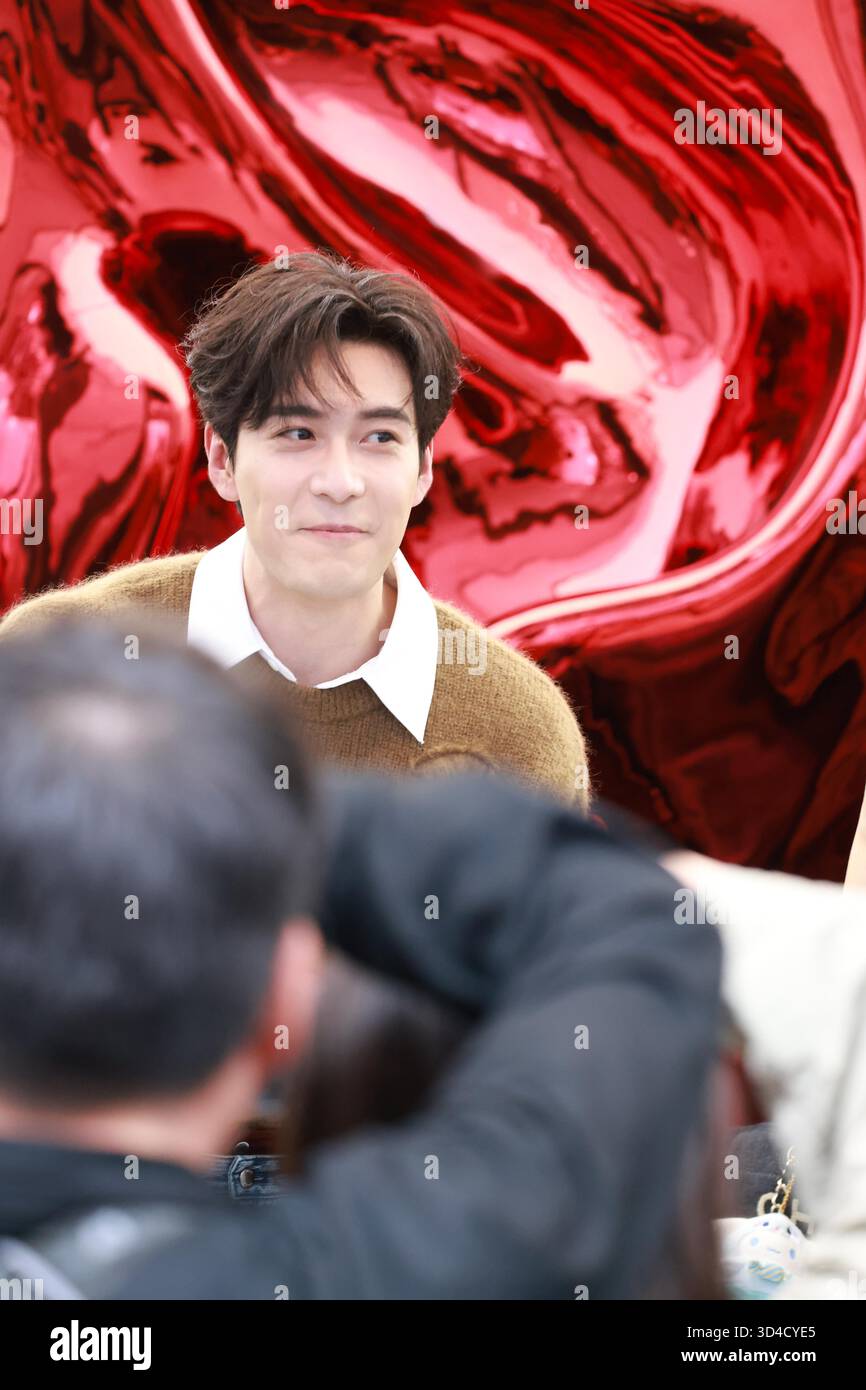 Chinese actor and model Chen Xingxu attends an activity in Chengdu City ...