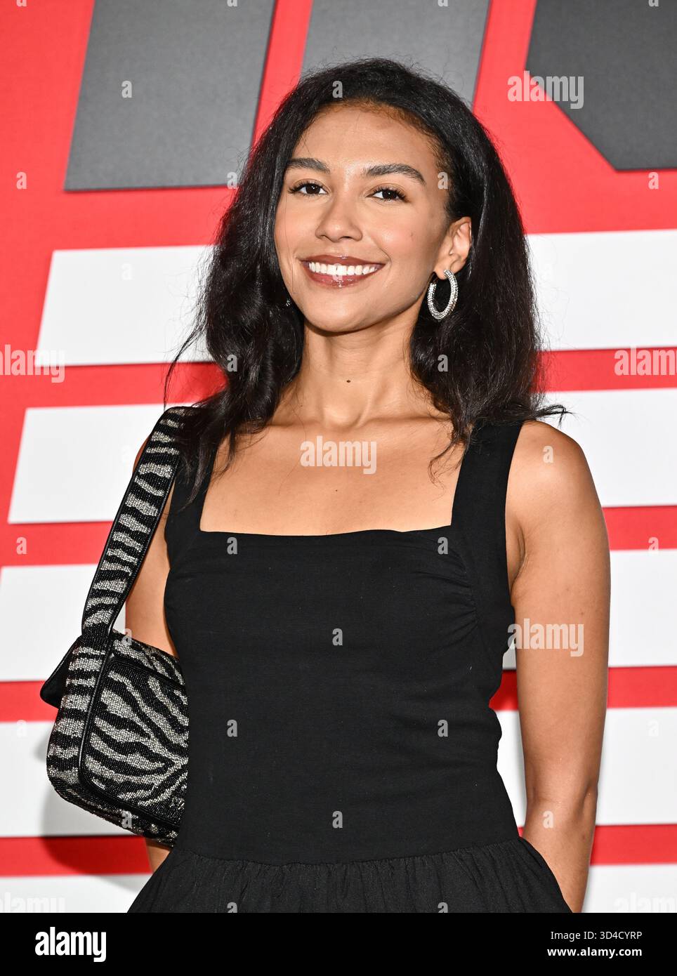 Alexis Barber attends the premiere of "The Running Man" at AMC Lincoln ...