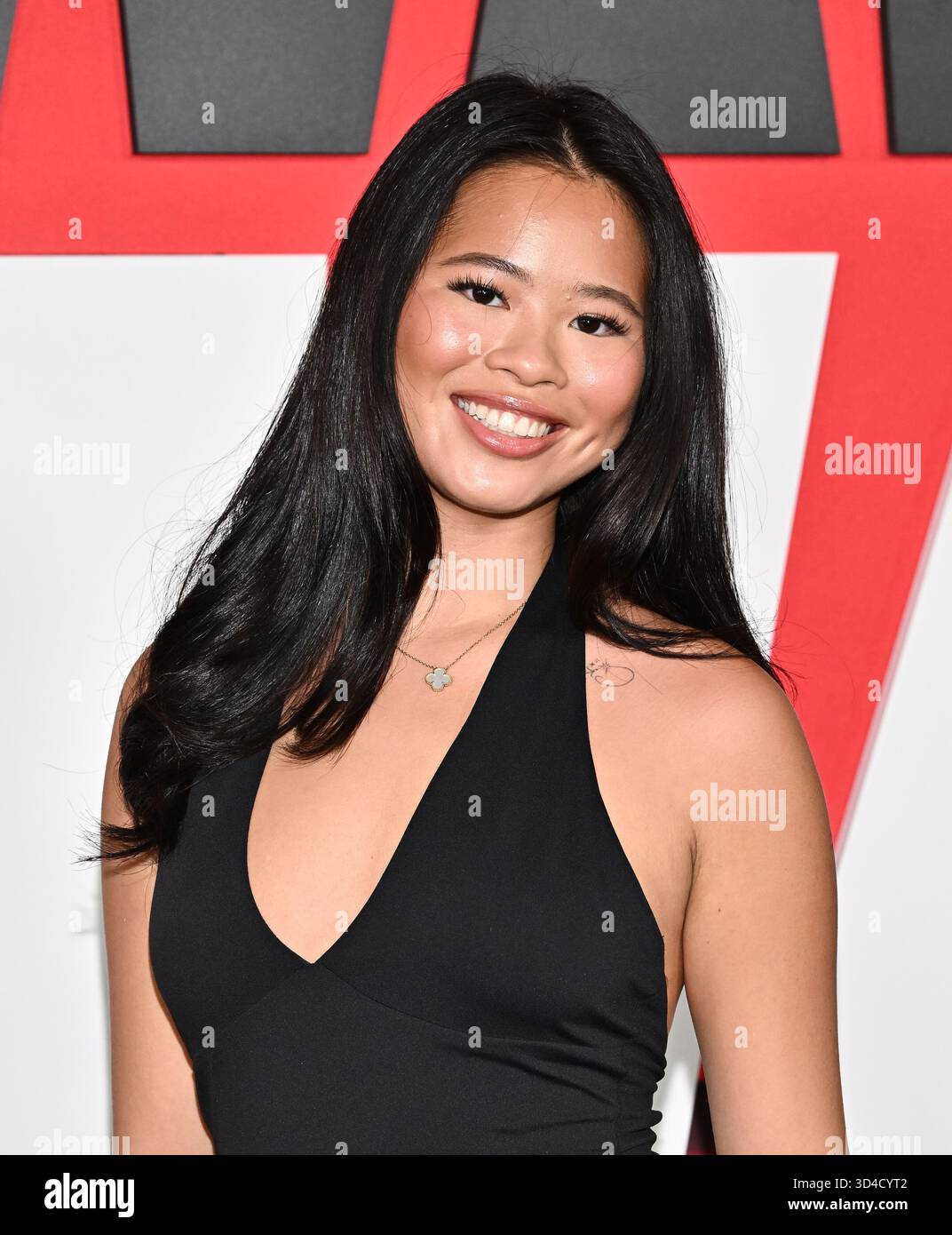 Katie Fang attends the premiere of "The Running Man" at AMC Lincoln ...