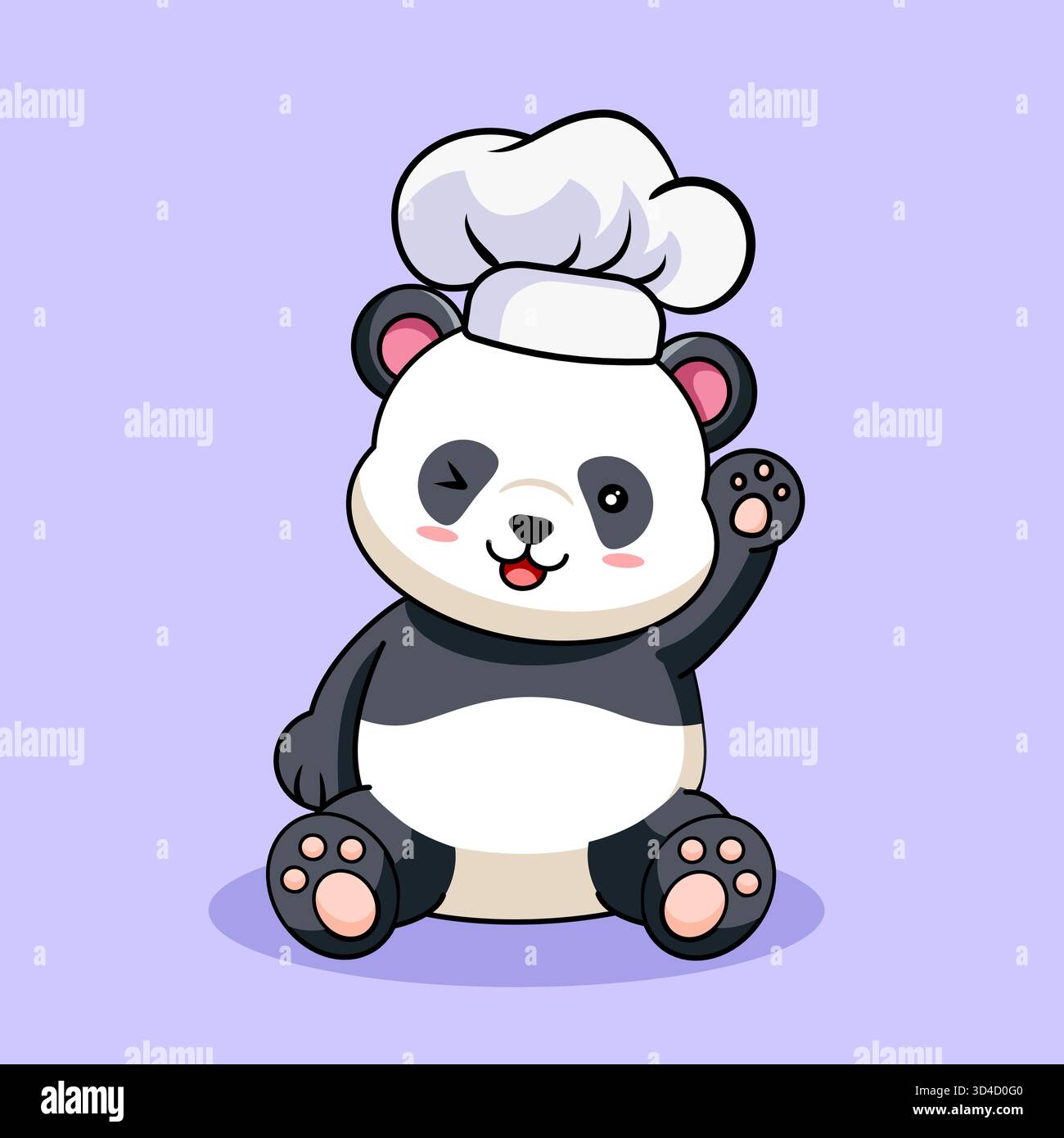 Cute Chef Panda Waving Hello Vector Illustration Cartoon Isolated ...