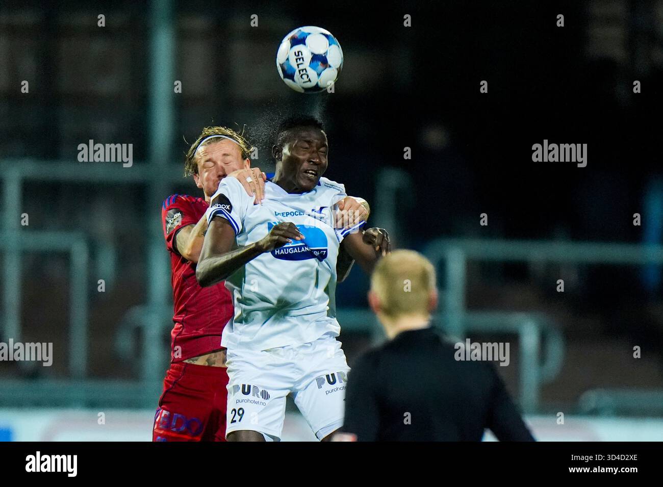 Haugesund 20251109. Molde's Birk Risa and Haugesund's Sory Diarra ...