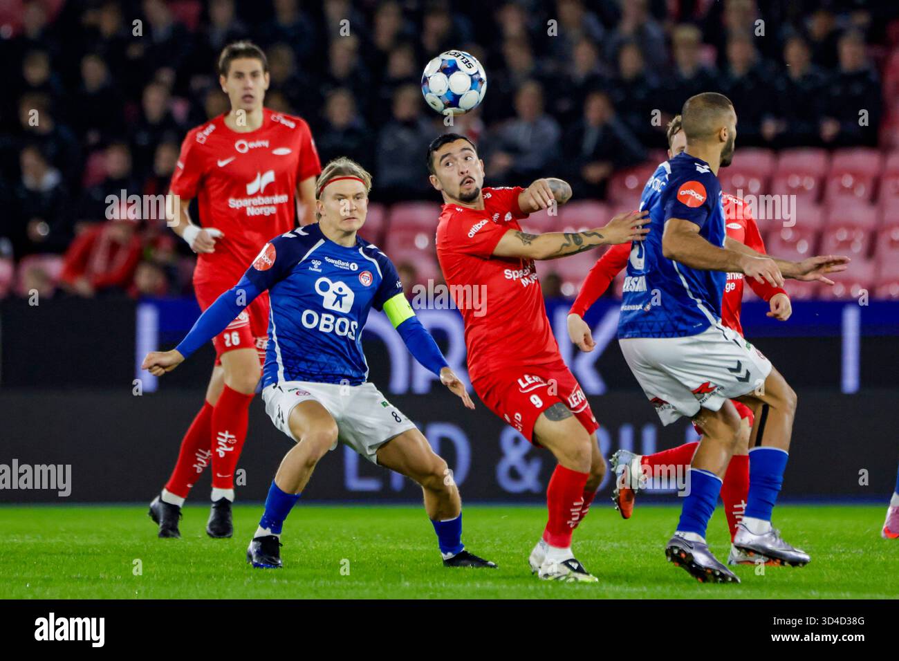 Bergen 20251109. Brann's Niklas Castro and KFUM Oslo's Simen Hestnes ...