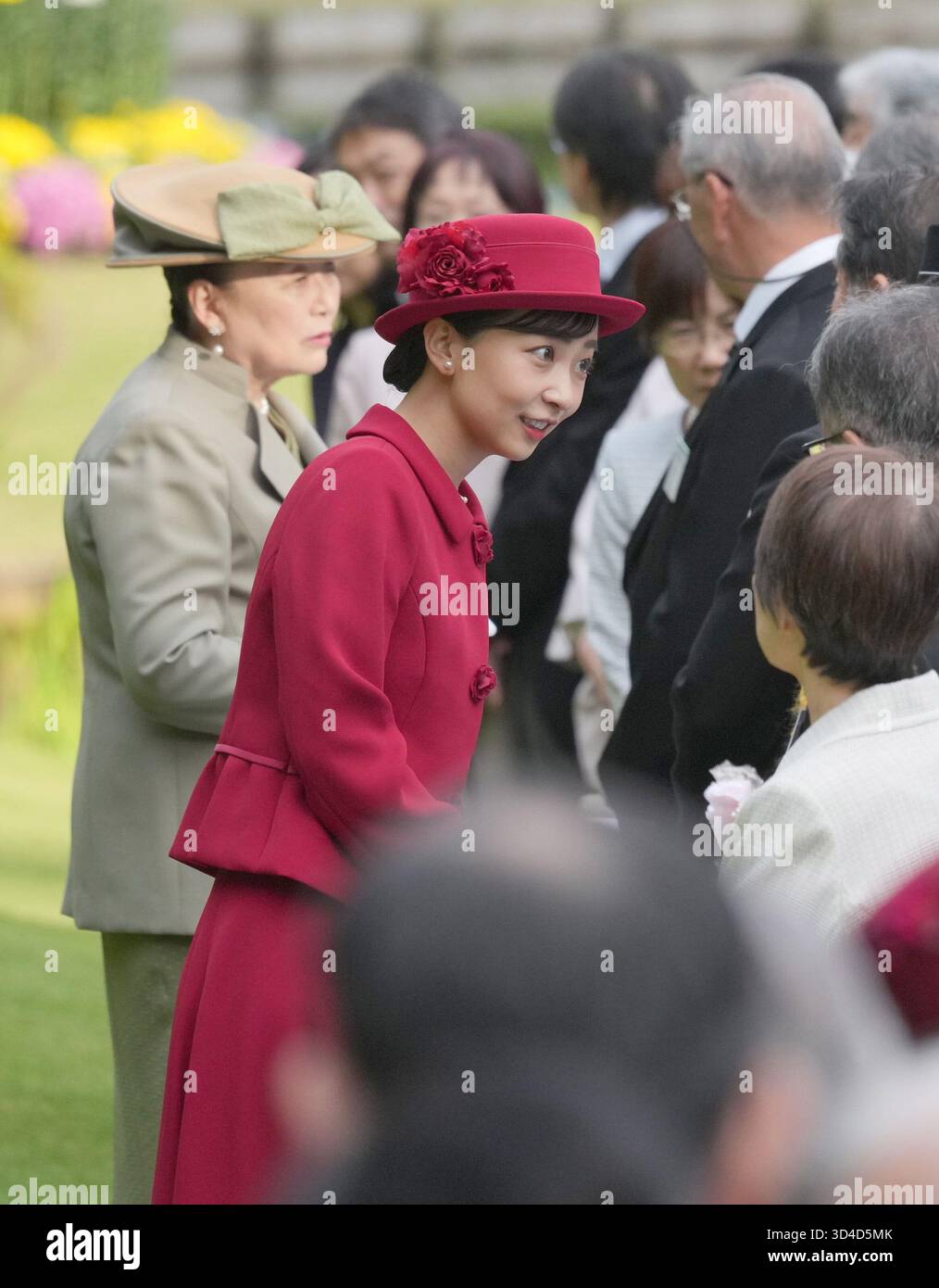 Japanese Princess Kako chats with guests at the autumn imperial garden ...