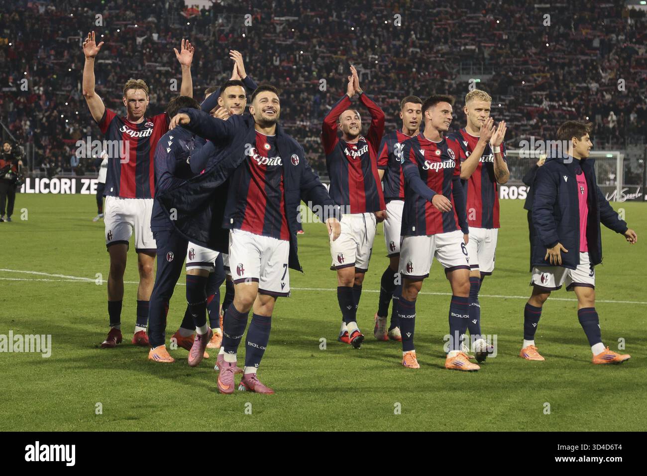 Bologna players celebrate the victory at the end of Bologna BFC vs SSC ...