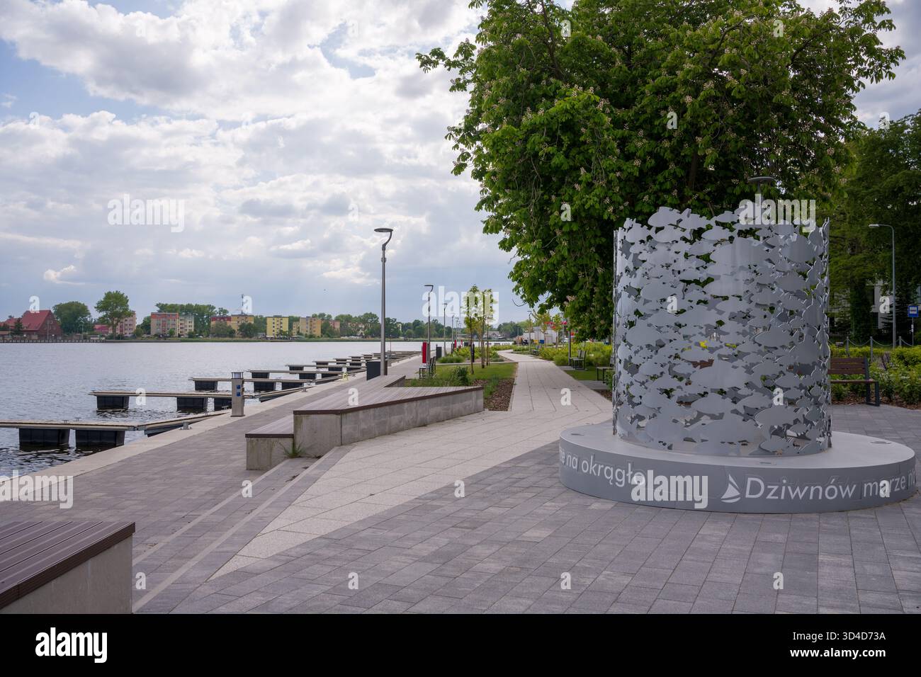 A modern waterfront promenade in Dziwnow, Poland, featuring a unique ...