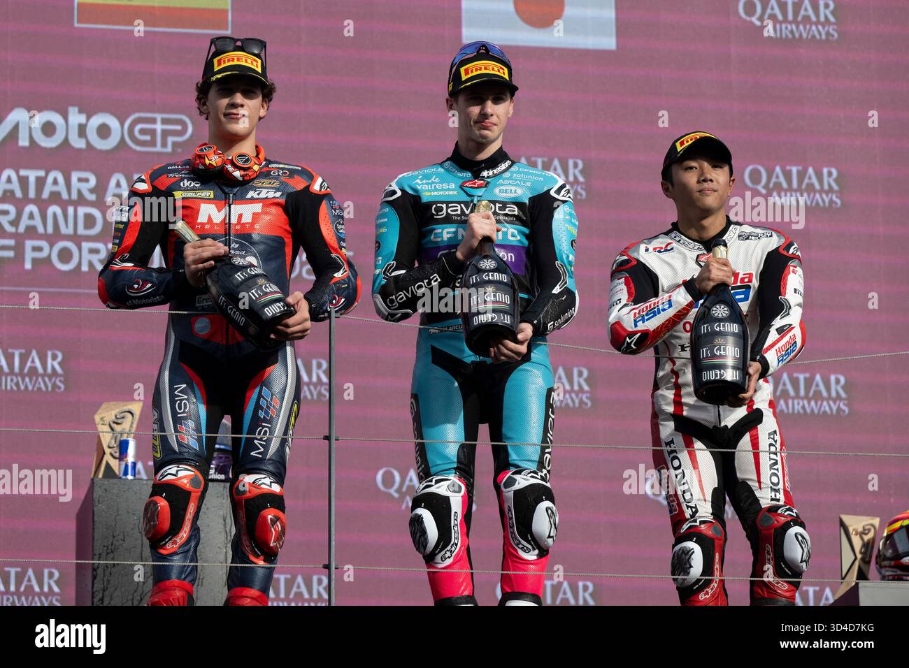 Podium QUILES Maximo (spa), CFMOTO Aspar Team, portrait PIQUERAS Angel ...