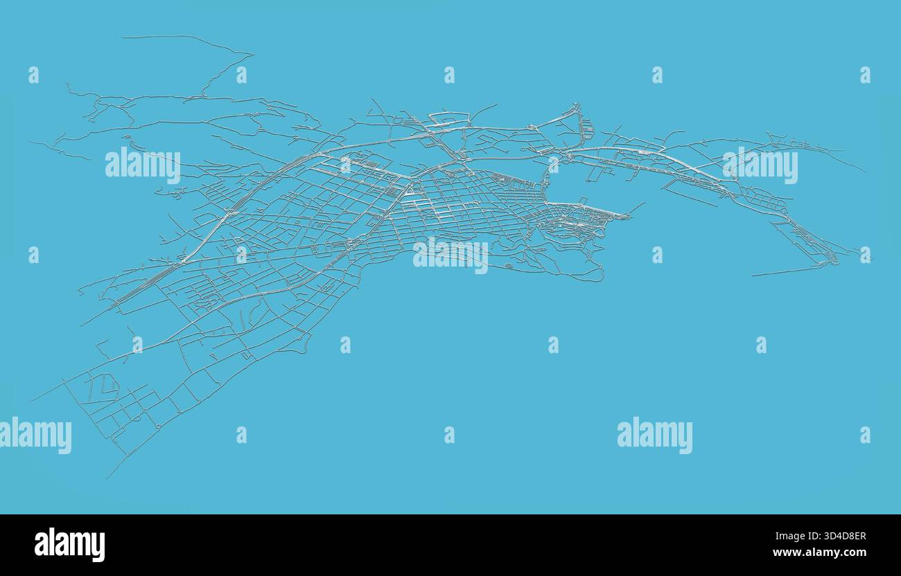 Ibiza City in Spain,street road map,vector outline illustration image ...