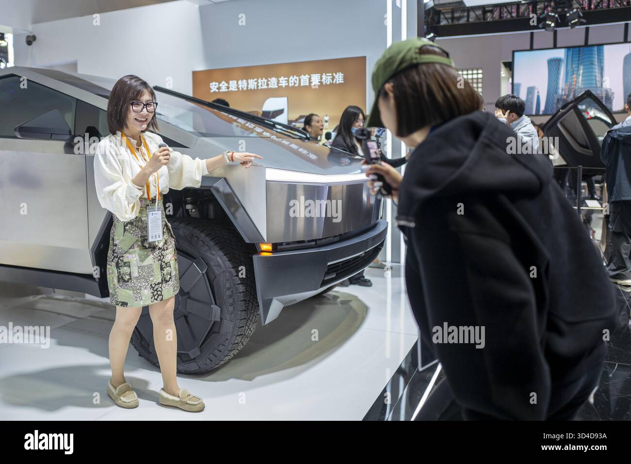 Photo shows the booth of Tesla at the 8th China International Import ...