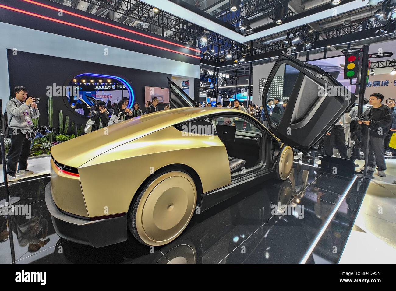 Photo shows the booth of Tesla at the 8th China International Import ...