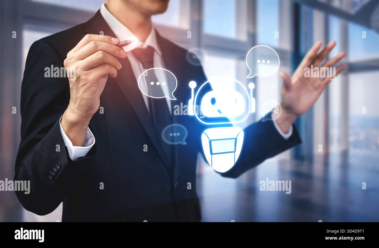 AI chatbot virtual assistant interacting with users through AI ...