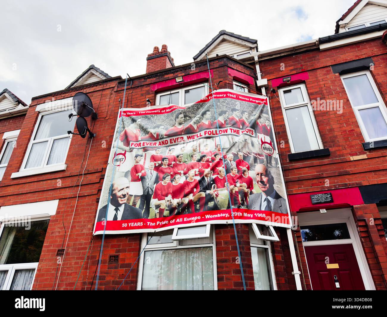 Manchester, UK - September 30, 2025: Historic Manchester banner on red ...