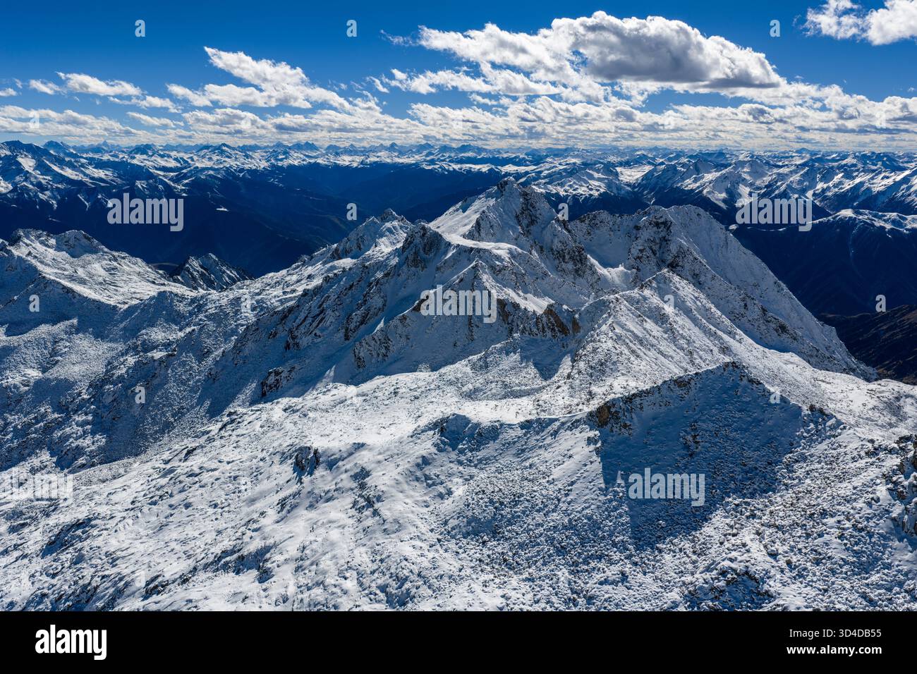 Aerial photo shows the spectacular view of the Dagu Glacier in Heishui ...