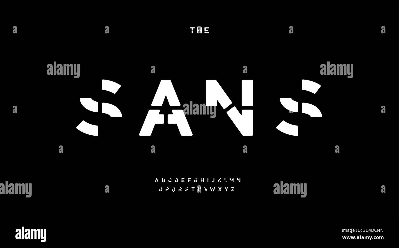 Sans serif font logo alphabet stencil blocks typography, modern cutout ...