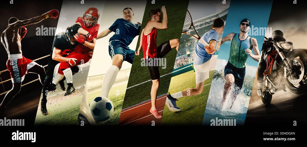 Dynamic sports collage showing athletes in action across multiple ...