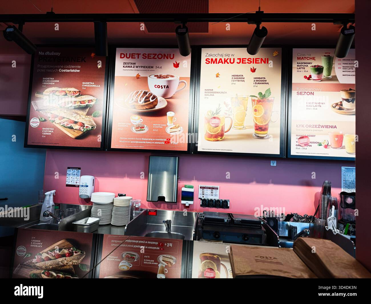 Nowy Dwor Mazowiecki, Poland - October 22, 2025: Bright cafe counter ...