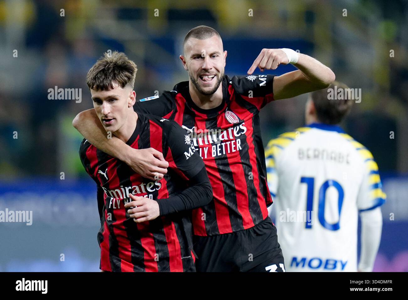 Alexis Saelemaekers of AC Milan celebrates with Strahinja Pavlovic ...