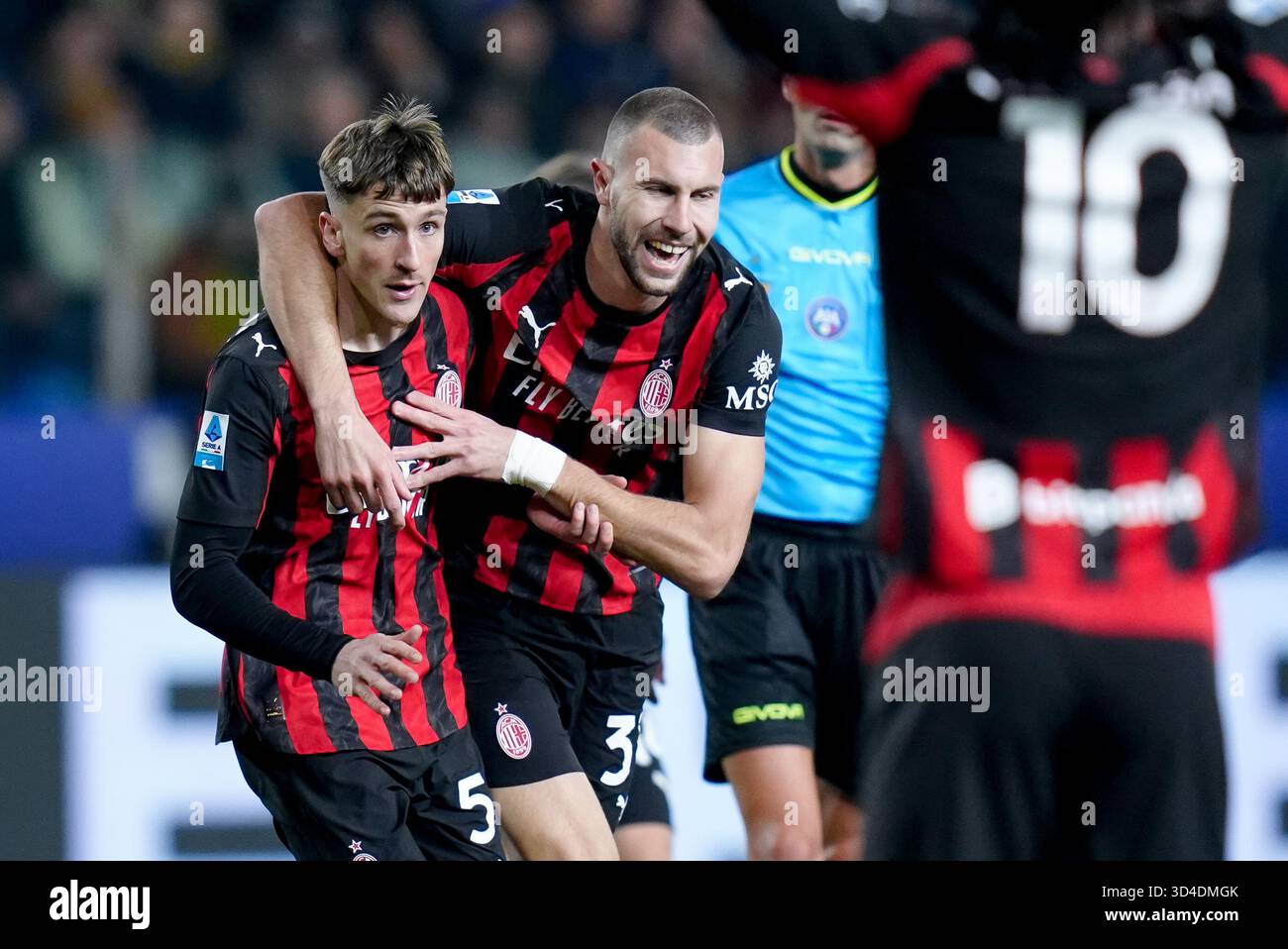 Alexis Saelemaekers of AC Milan celebrates with Strahinja Pavlovic ...