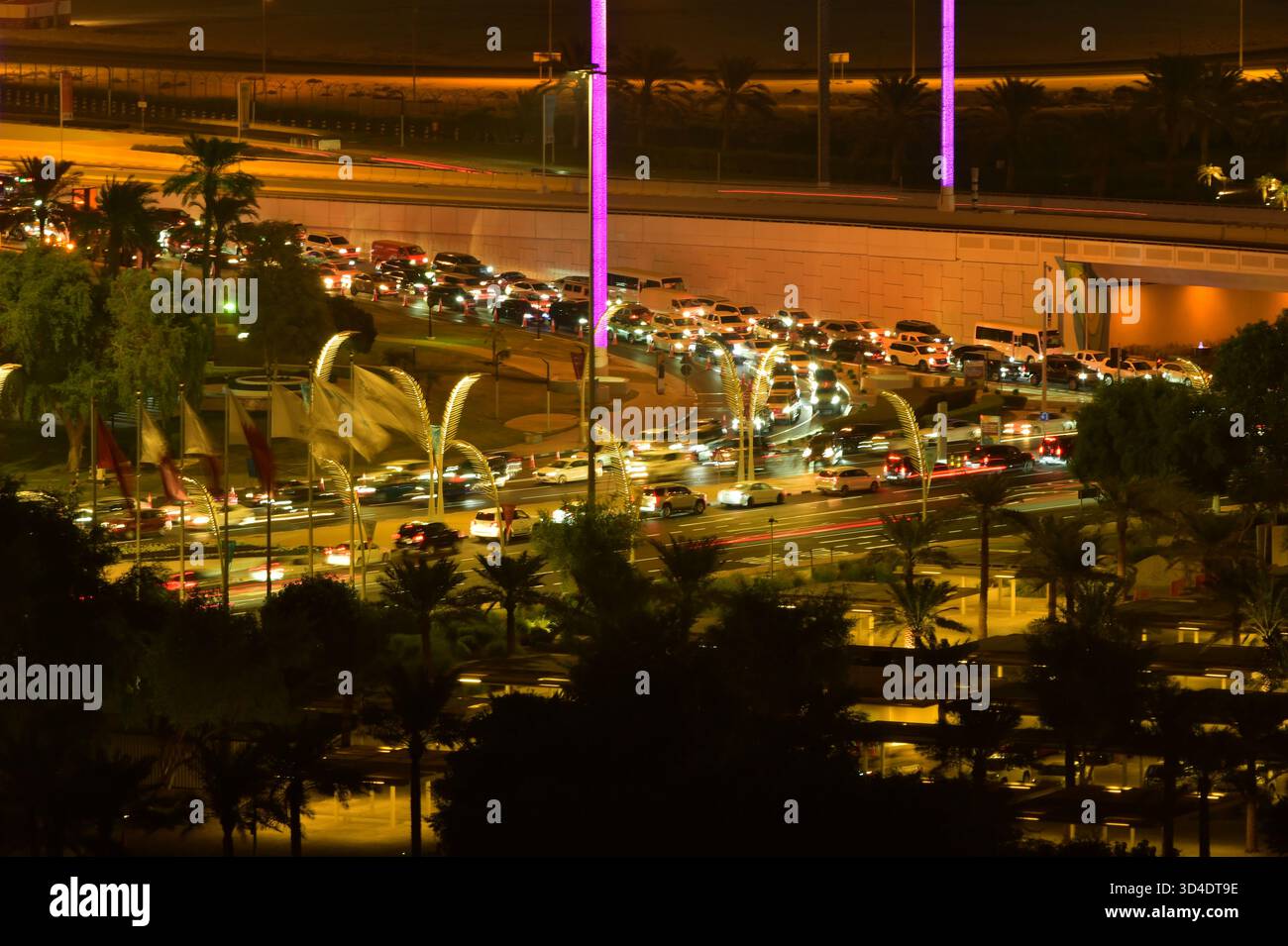 Doha, Qatar - November 06, 2025: A night view of Doha Corniche Road ...