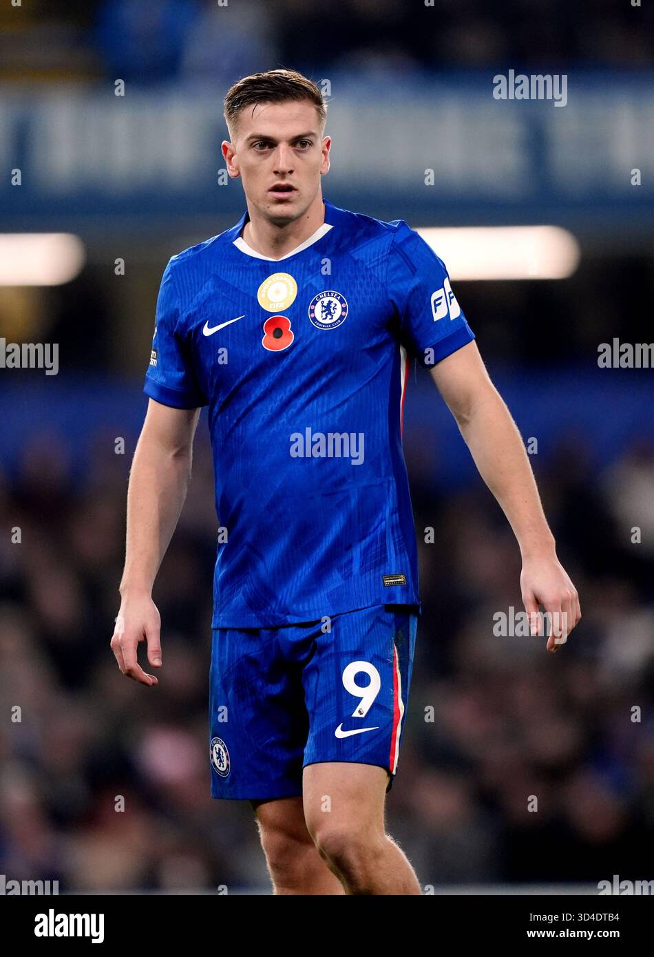 Chelsea's Liam Delap during the Premier League match at Stamford Bridge ...