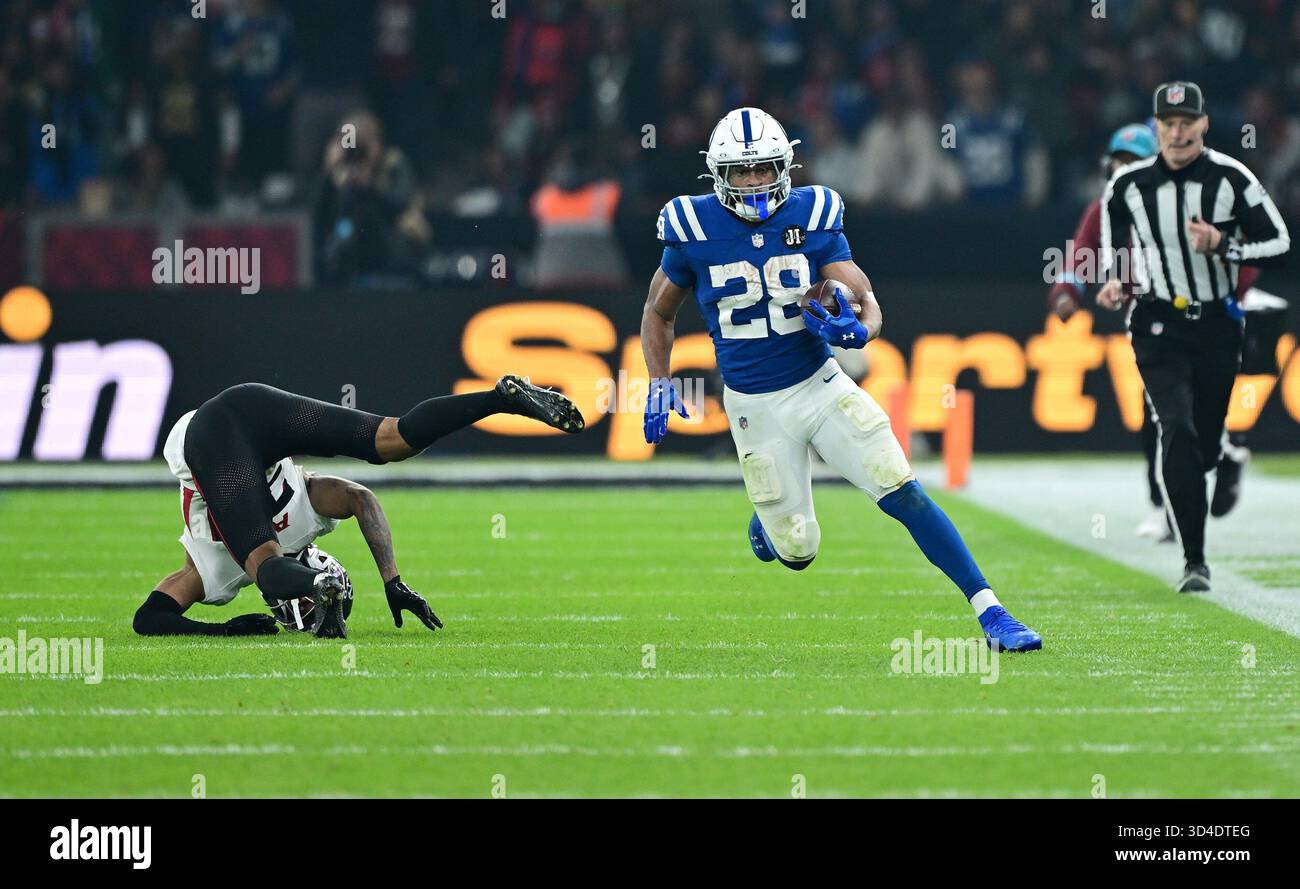 from left: A.J. Terrell Jr., Jonathan Taylor (Colts) Berlin, November 9 ...