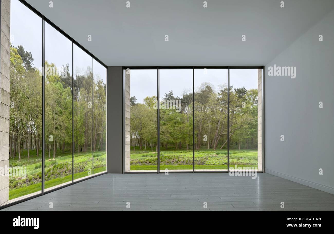 Floor-to-ceiling windows in empty room. Interior design Stock Photo - Alamy