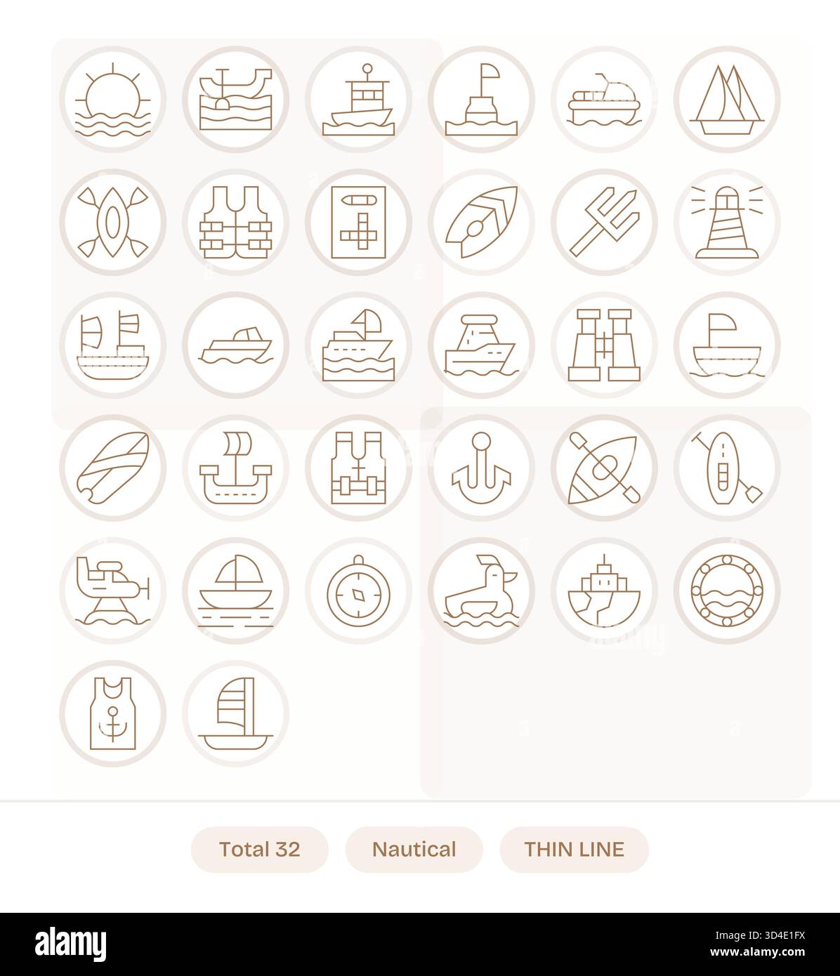 Elevate your UI with 32 Thin Line icons inspired by Nautical, optimized ...